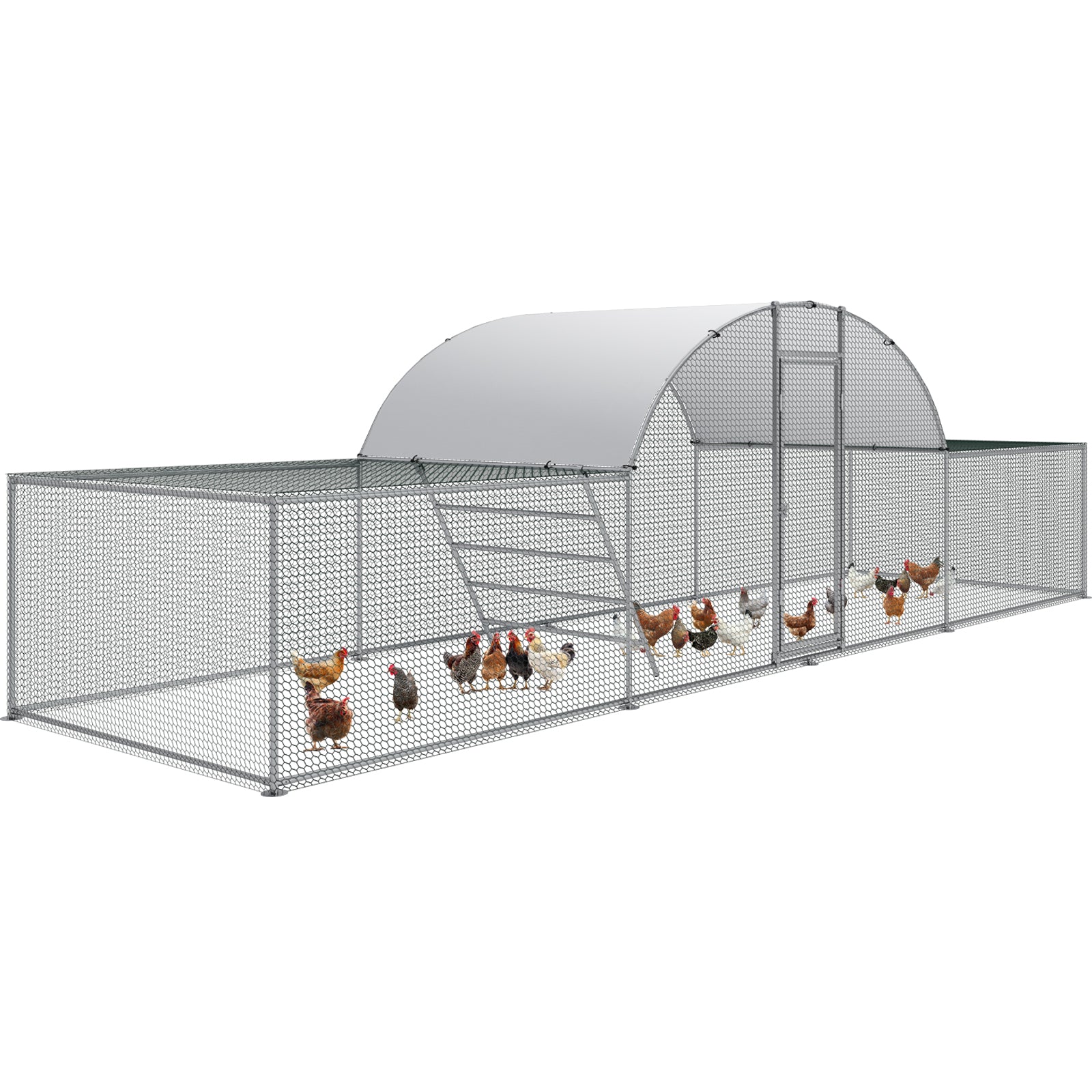 LAZY BUDDY 23ft Metal Chicken Coop, Walk-in Poultry Cage Large Hen Run ...