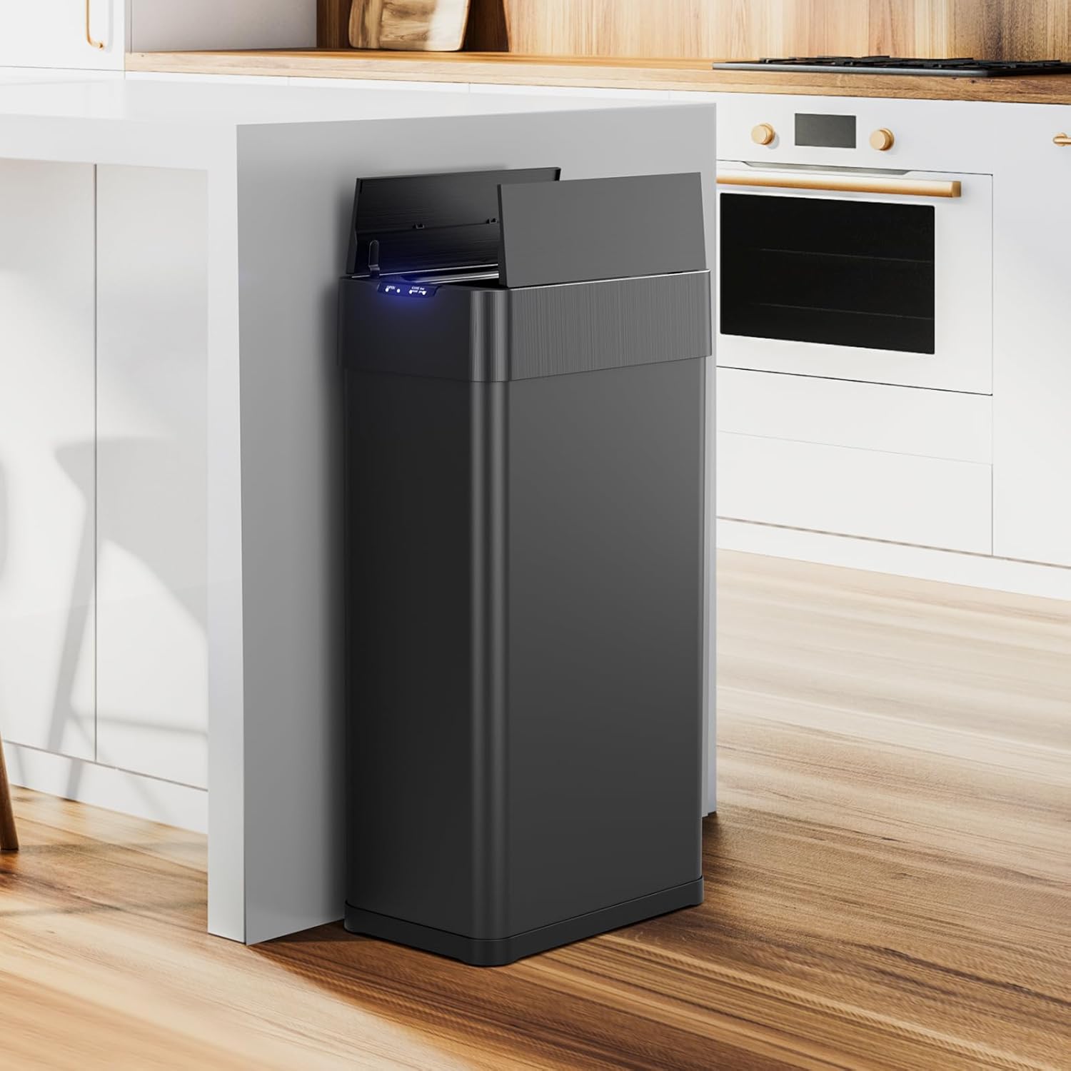 LAZY BUDDY 16 Gallon Automatic Stainless Steel Motion Sensor Trash Can ...